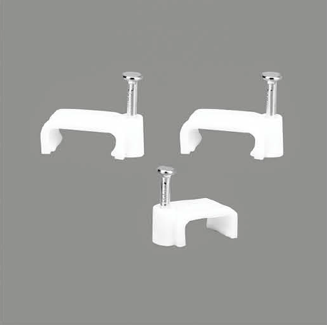 Flat Cable Clips WLR | White PE Nail-in Flat Wire Clips (A/B Sizes)